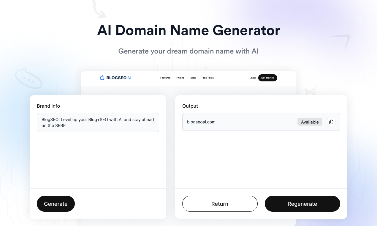 Generate Your Dream Domain Name with AI - Free Tool