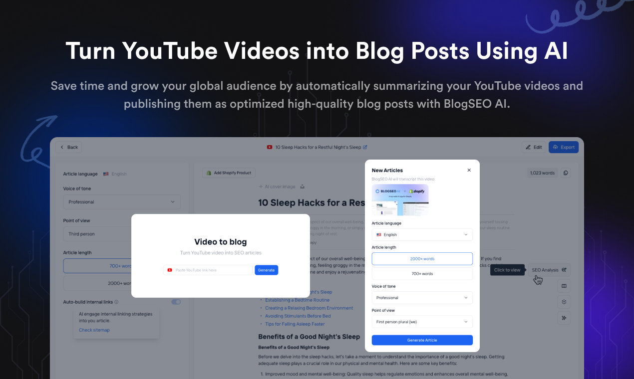 YouTube to Blog Post Generator by BlogSEO AI